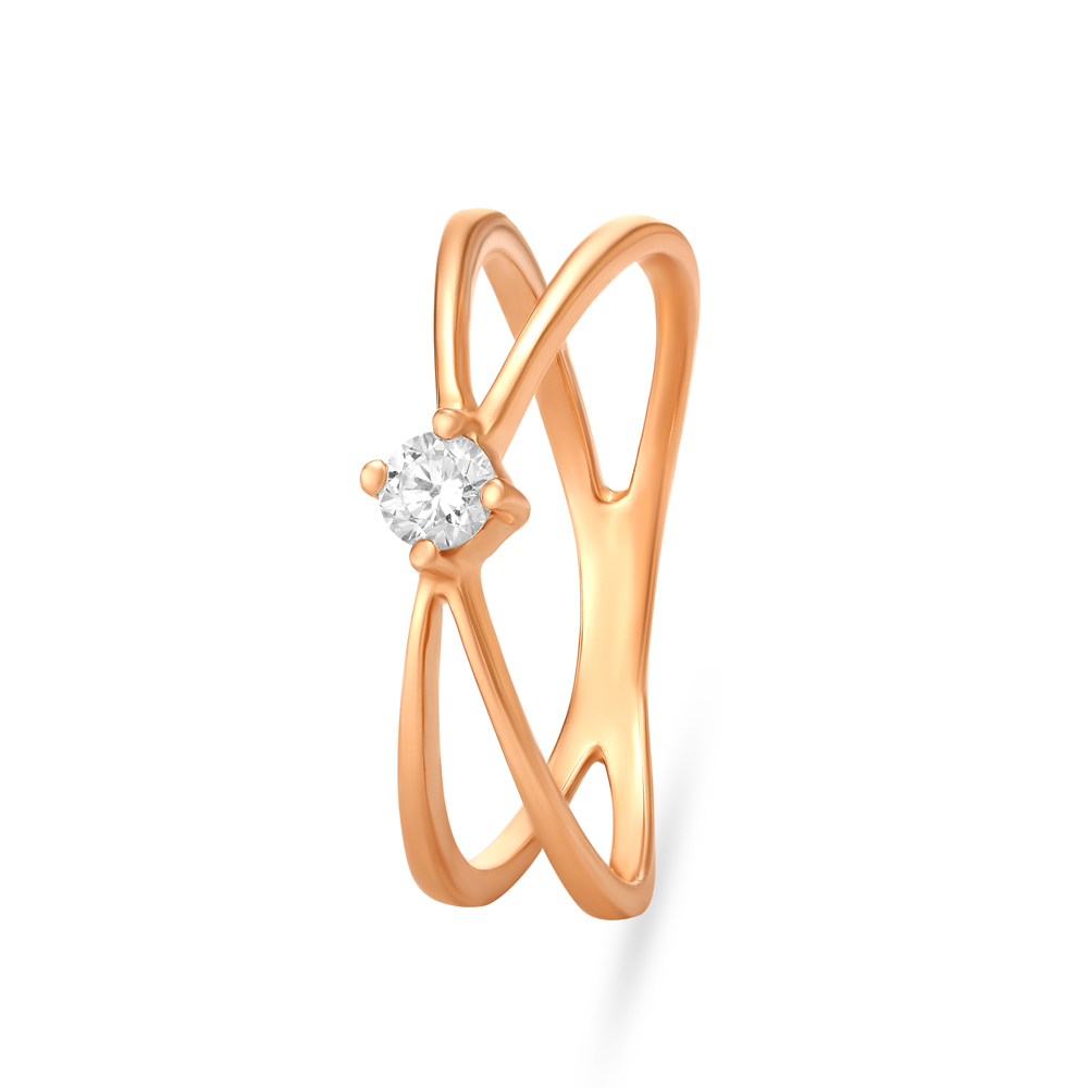 Single Stone Crossover Finger Ring