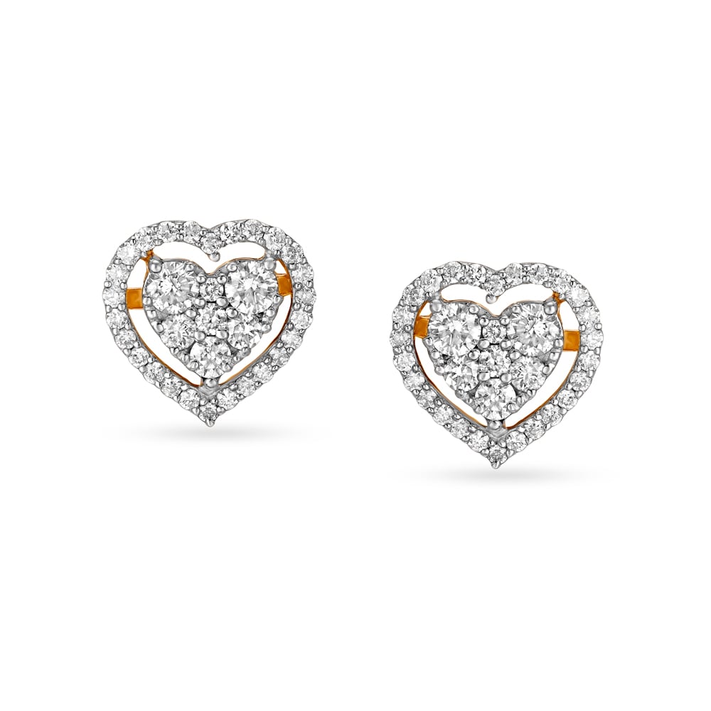 Heart Shaped Diamond Stud Earrings