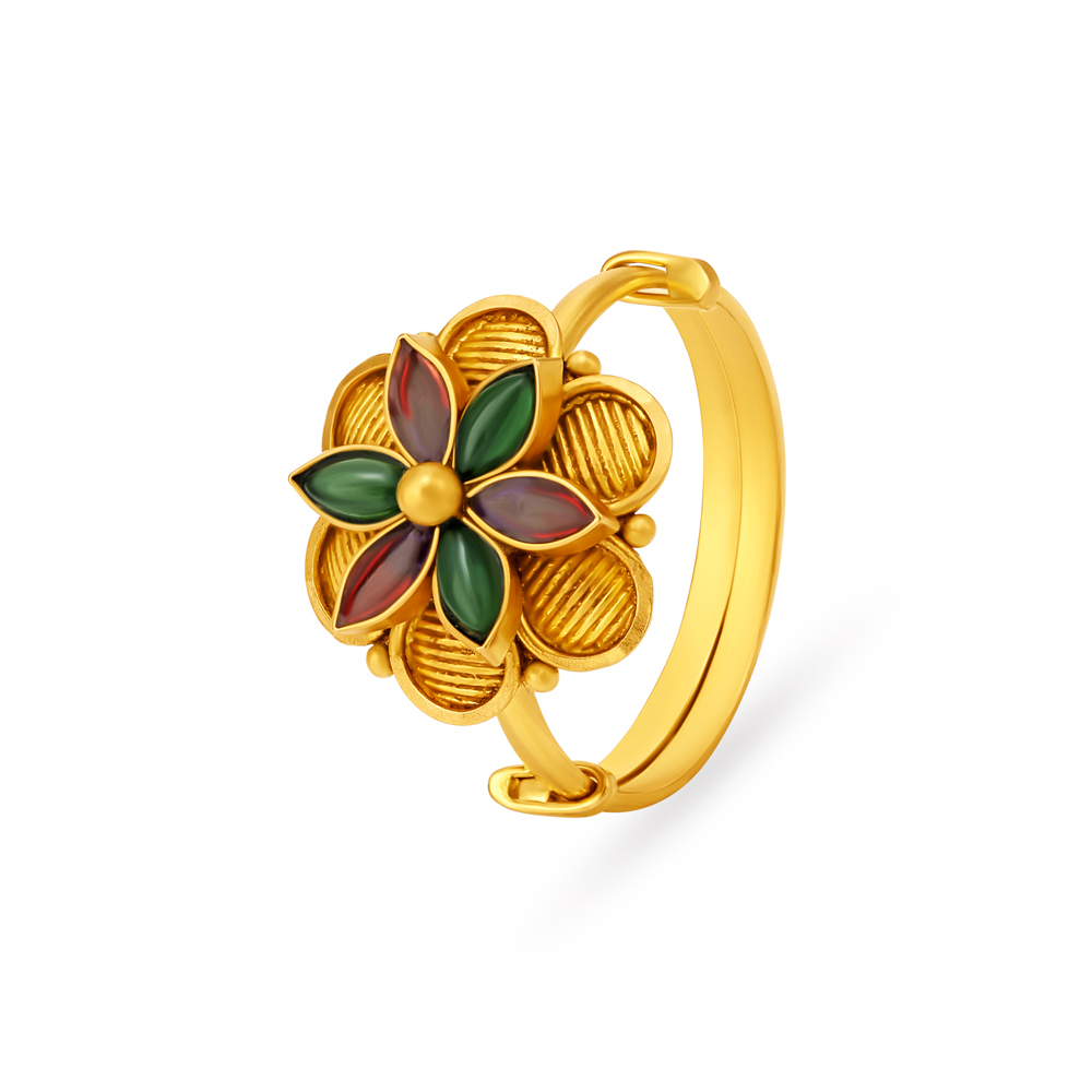 Striking Floral Ring with Gemstones