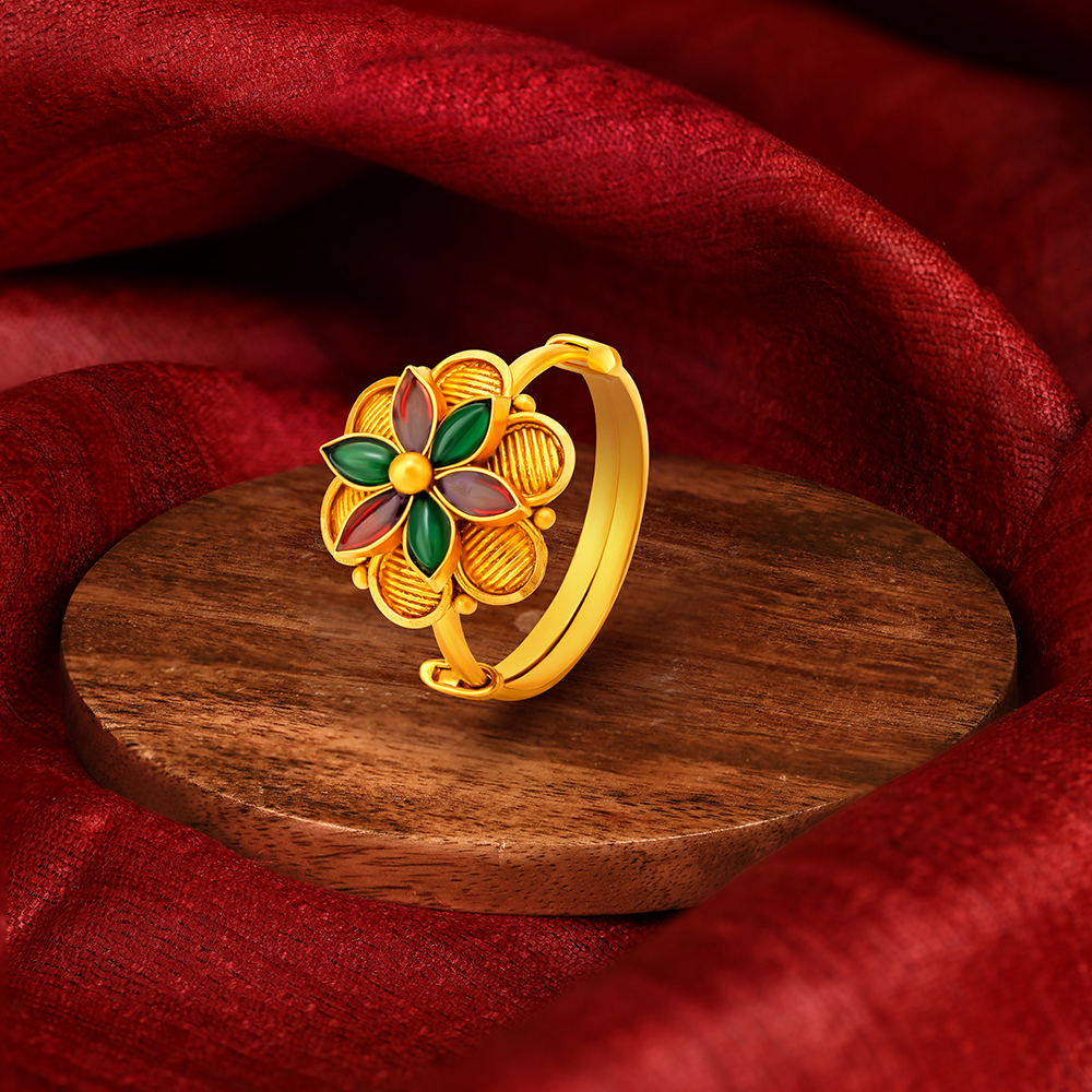 Striking Floral Ring with Gemstones