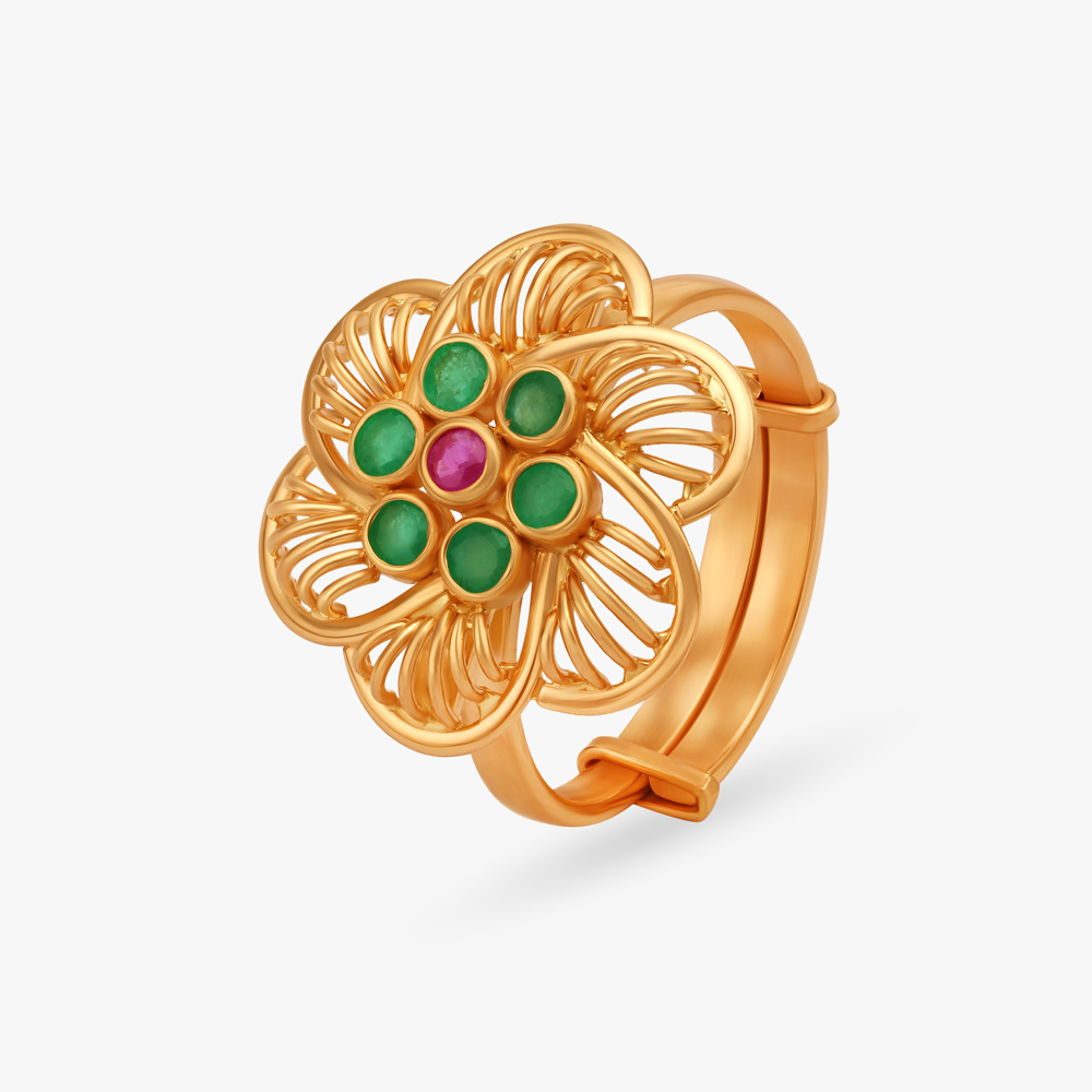 Blooming Flower Ring with Rubies