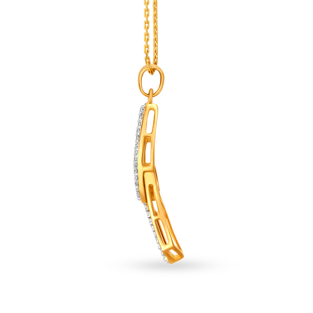 Brilliant 18 Karat Yellow Gold And Diamond Interlock Pendant