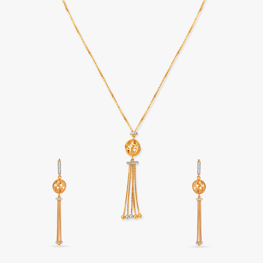 Eclectic Pendant with Chain and Earrings Set