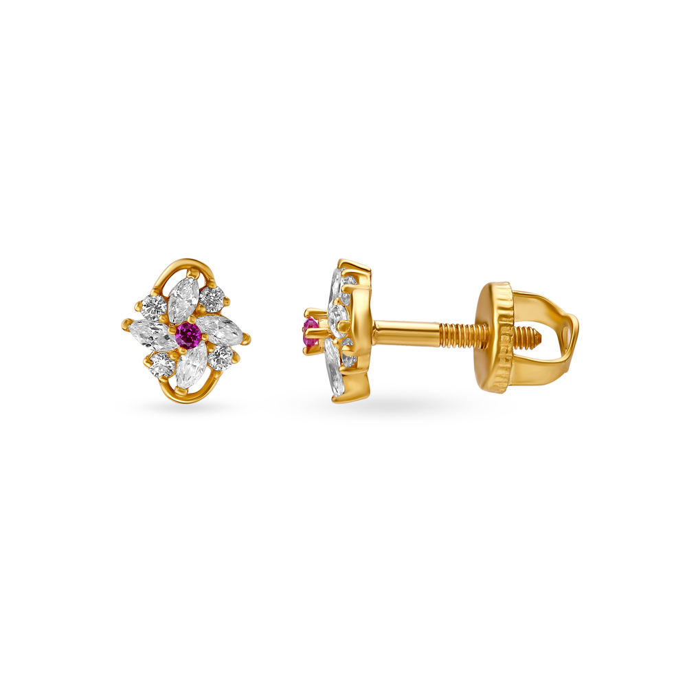 Exquisite Gold Stud Earrings for Kids