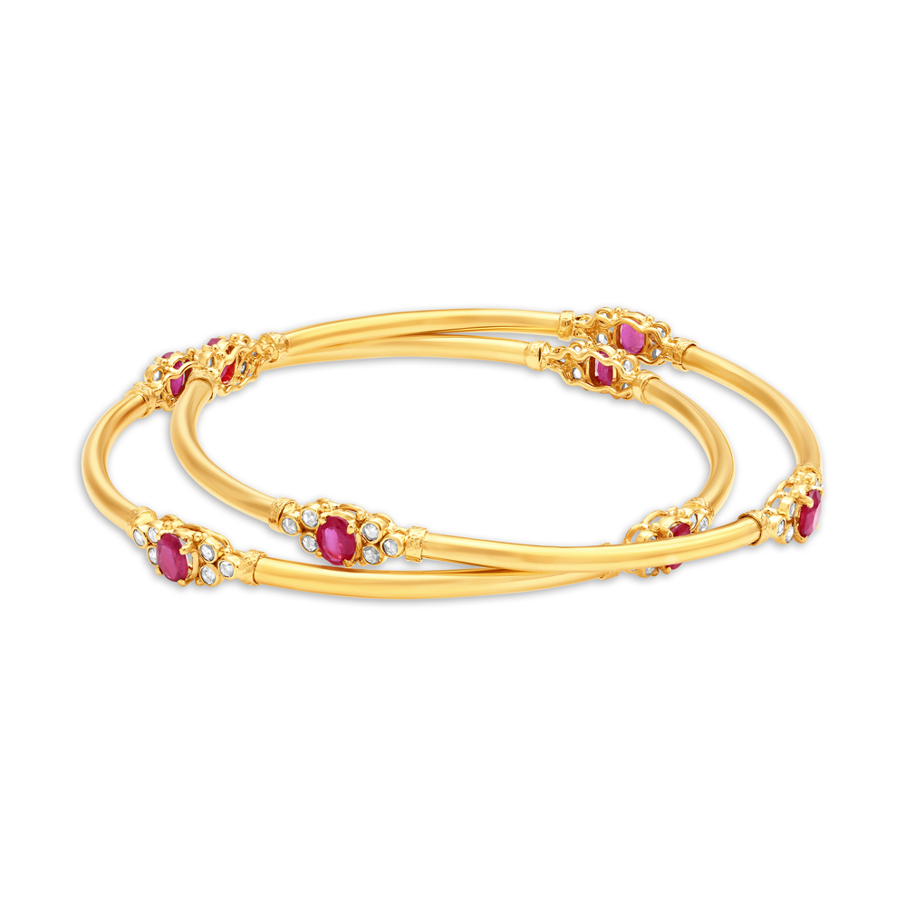 Ruby Stone Studded Gold Bangle