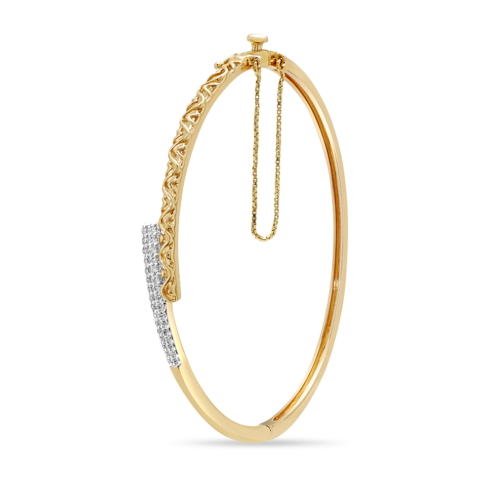 14KT Yellow Gold Sparkling Curvaceous Diamond Bangle