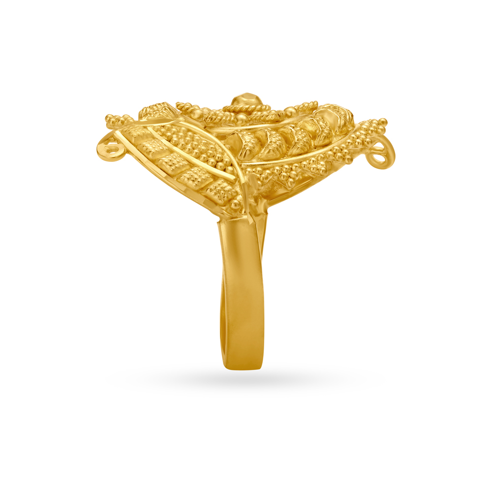 Floral Filigree Gold Finger Ring