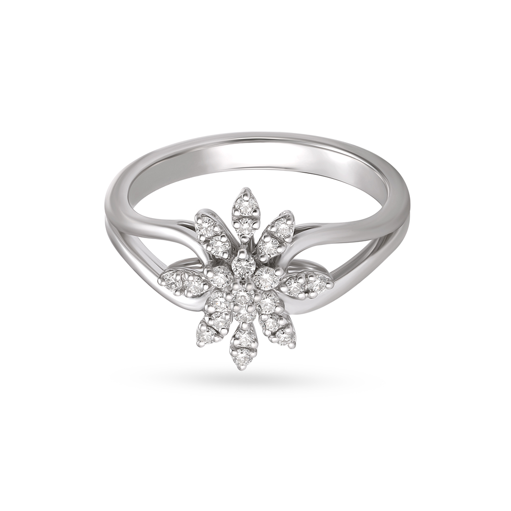 Majestic Floral White Platinum Finger Ring