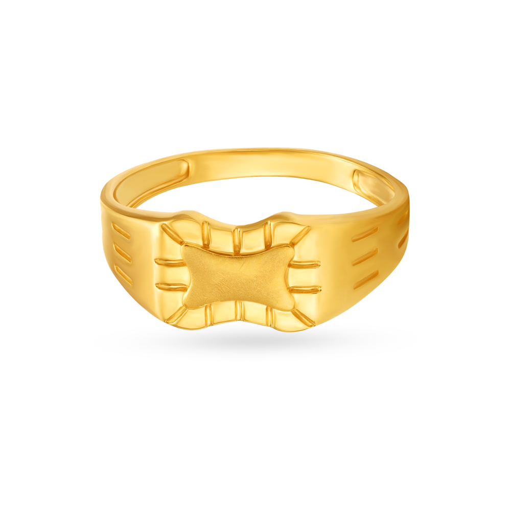 Carved Hollow Gold Finger Ring For Men