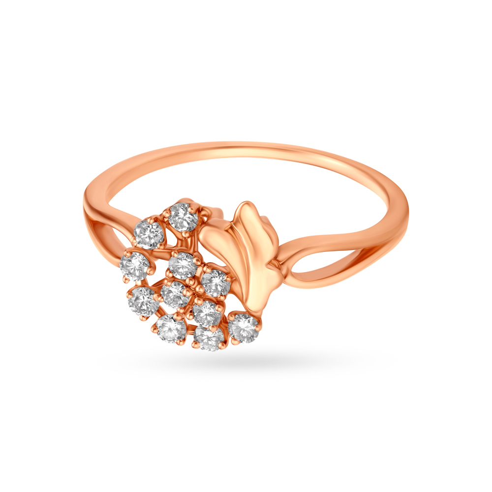 Bold Floral Rose Gold Finger Ring