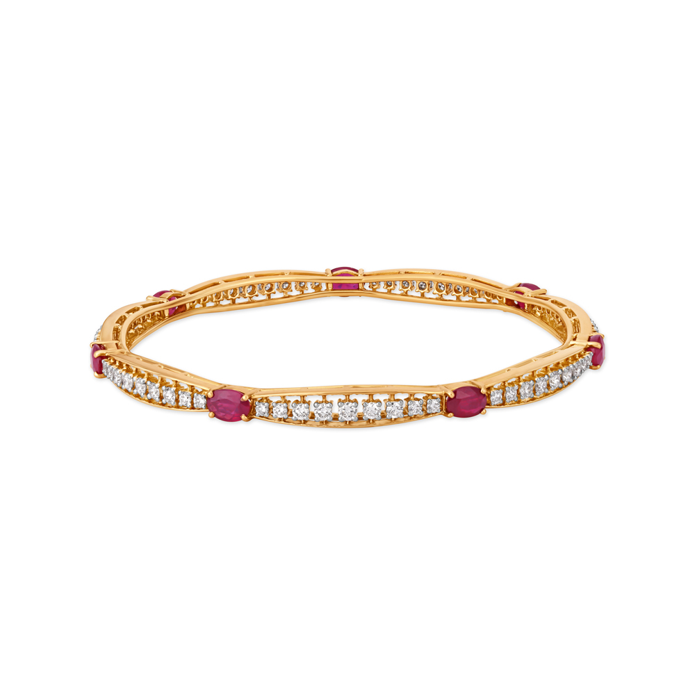 Enticing Diamond and Ruby Bangle