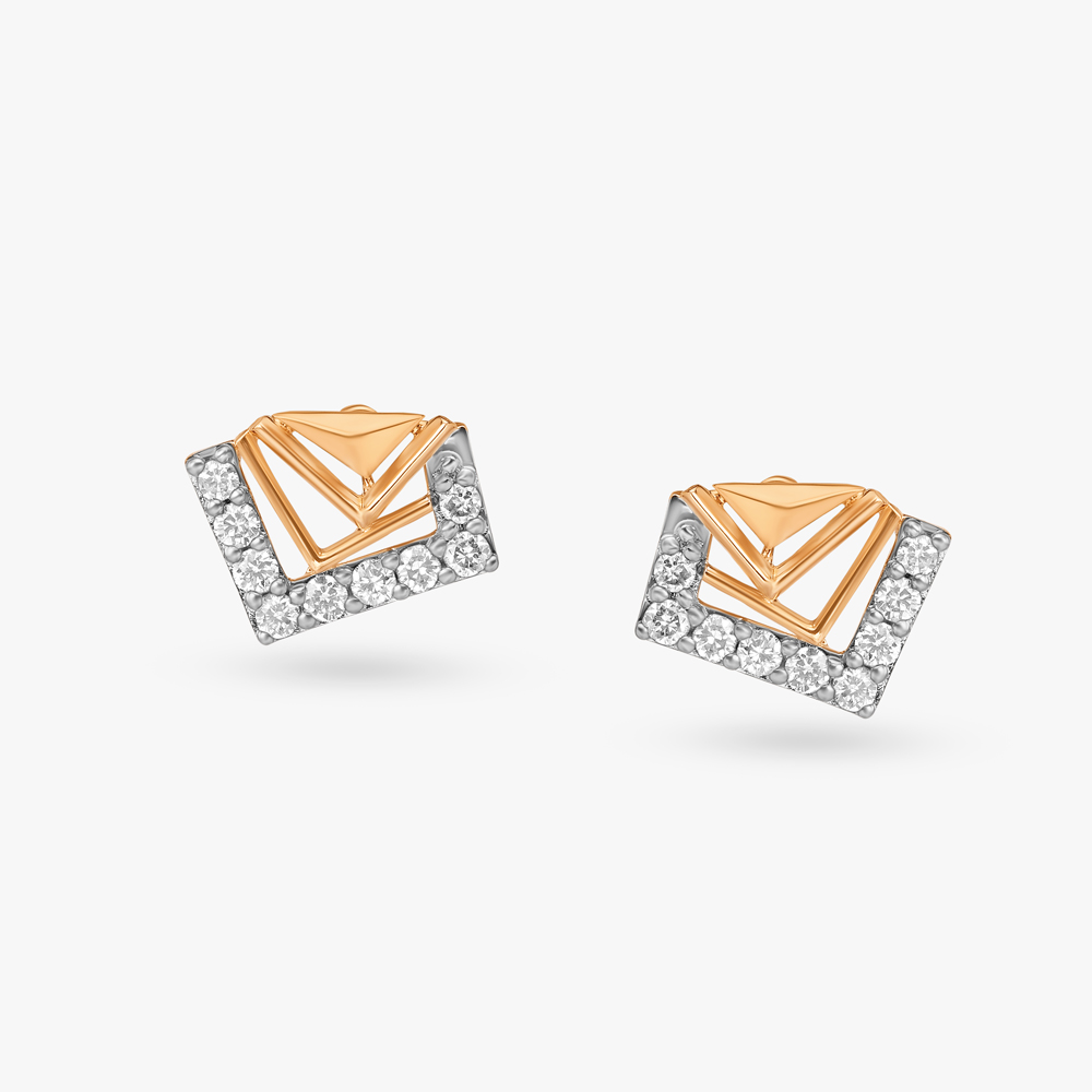 Square Brilliance Diamond Stud Earrings