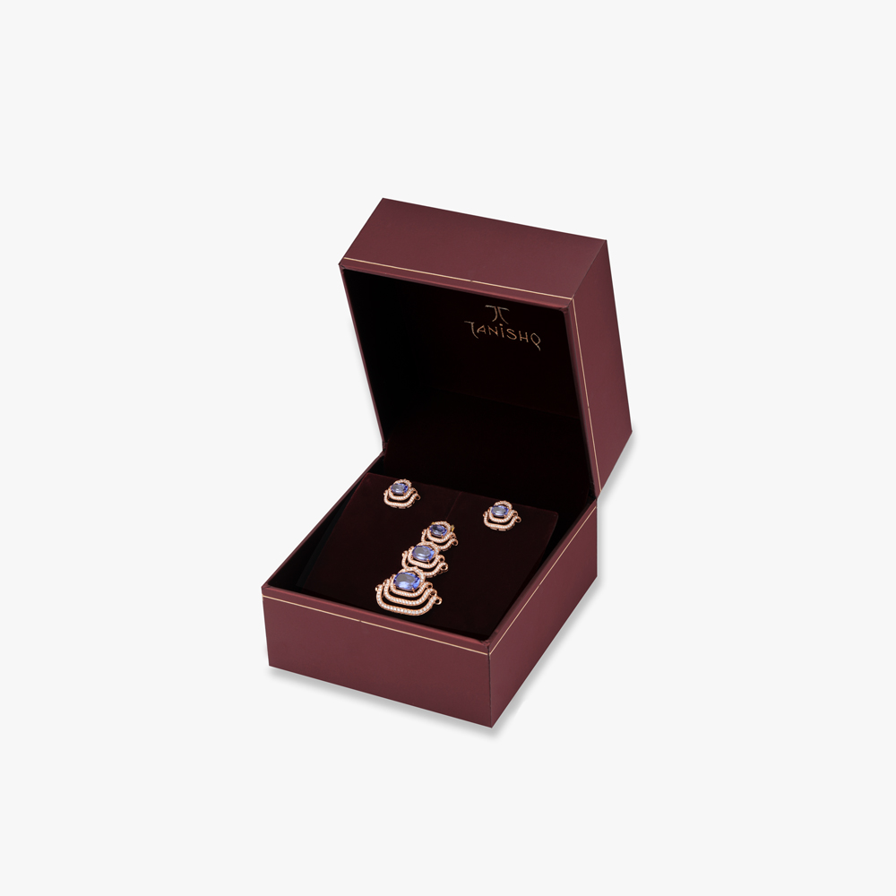 Azure Radiance Diamond Pendant and Earrings Set