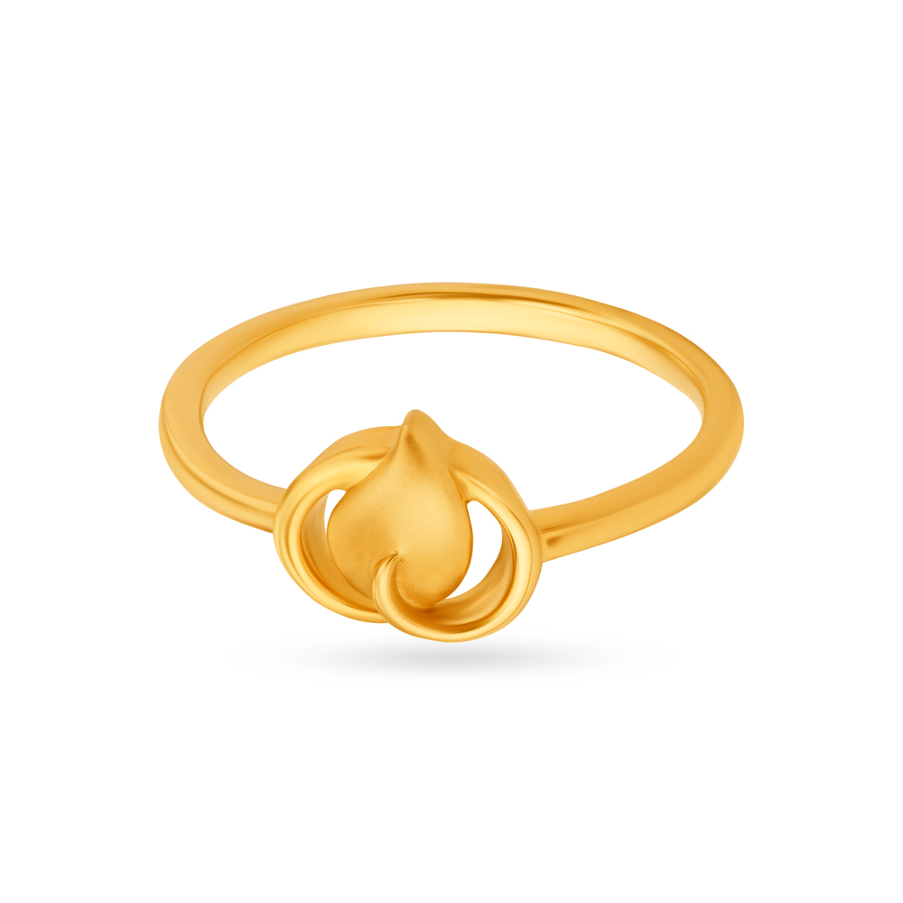 Single Leaf Gold Finger Ring