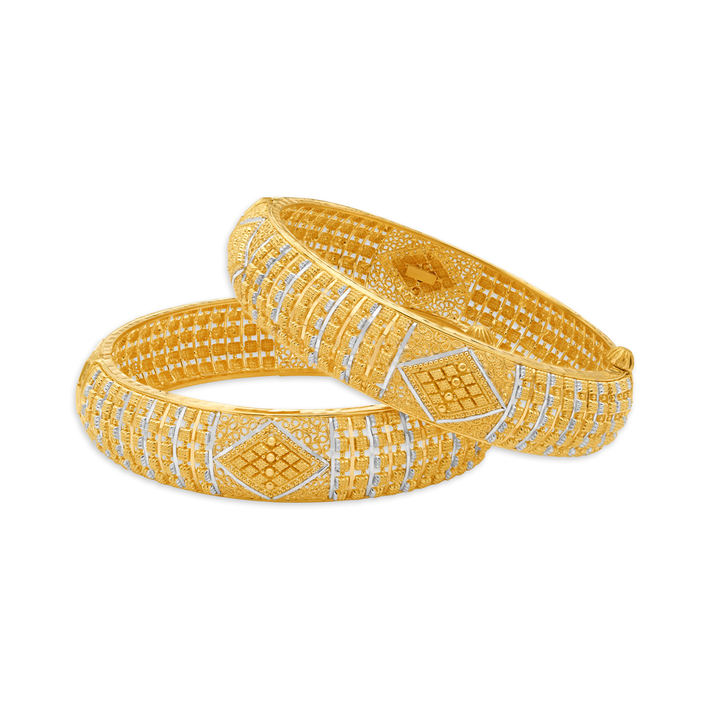 Bedazzled 22 Karat Yellow Gold Filigree Bangle