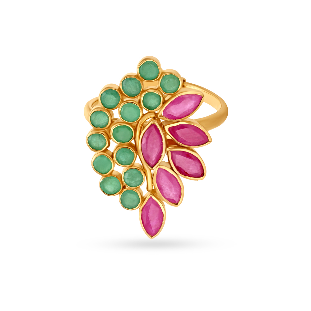 Radiant Gem Studded Gold Ring