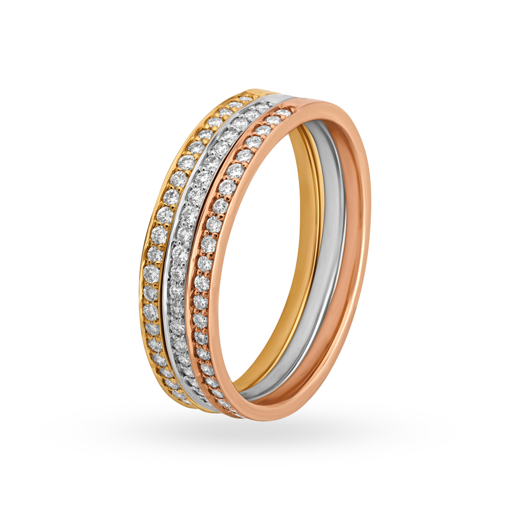 Sleek Minimalistic Diamond Encrusted Dainty Finger Ring Set