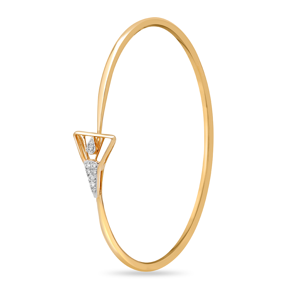 14 KT Yellow Gold Graceful Glam Diamond Bangle