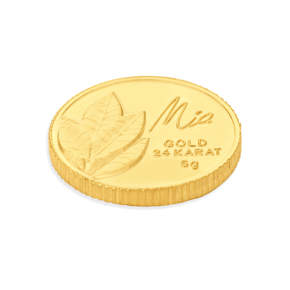 5 GM 24 Karat Mango Leaf Gold Coin