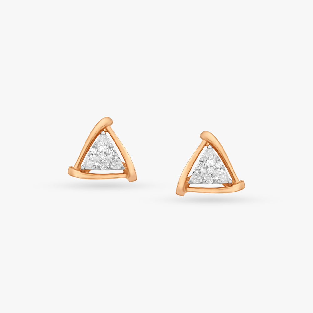 Dainty Triangles Diamond Stud Earrings