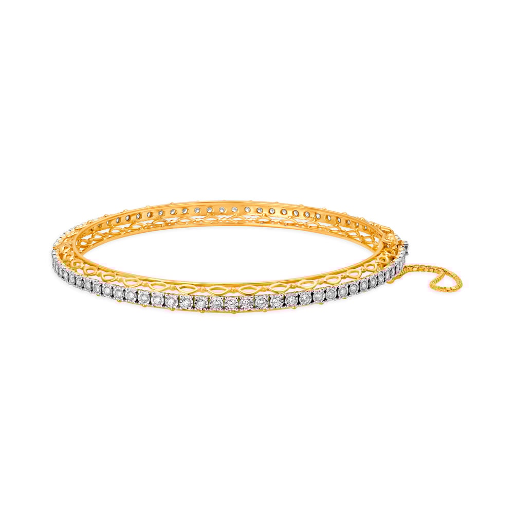 Sleek Delicate Diamond and Gold Bangle