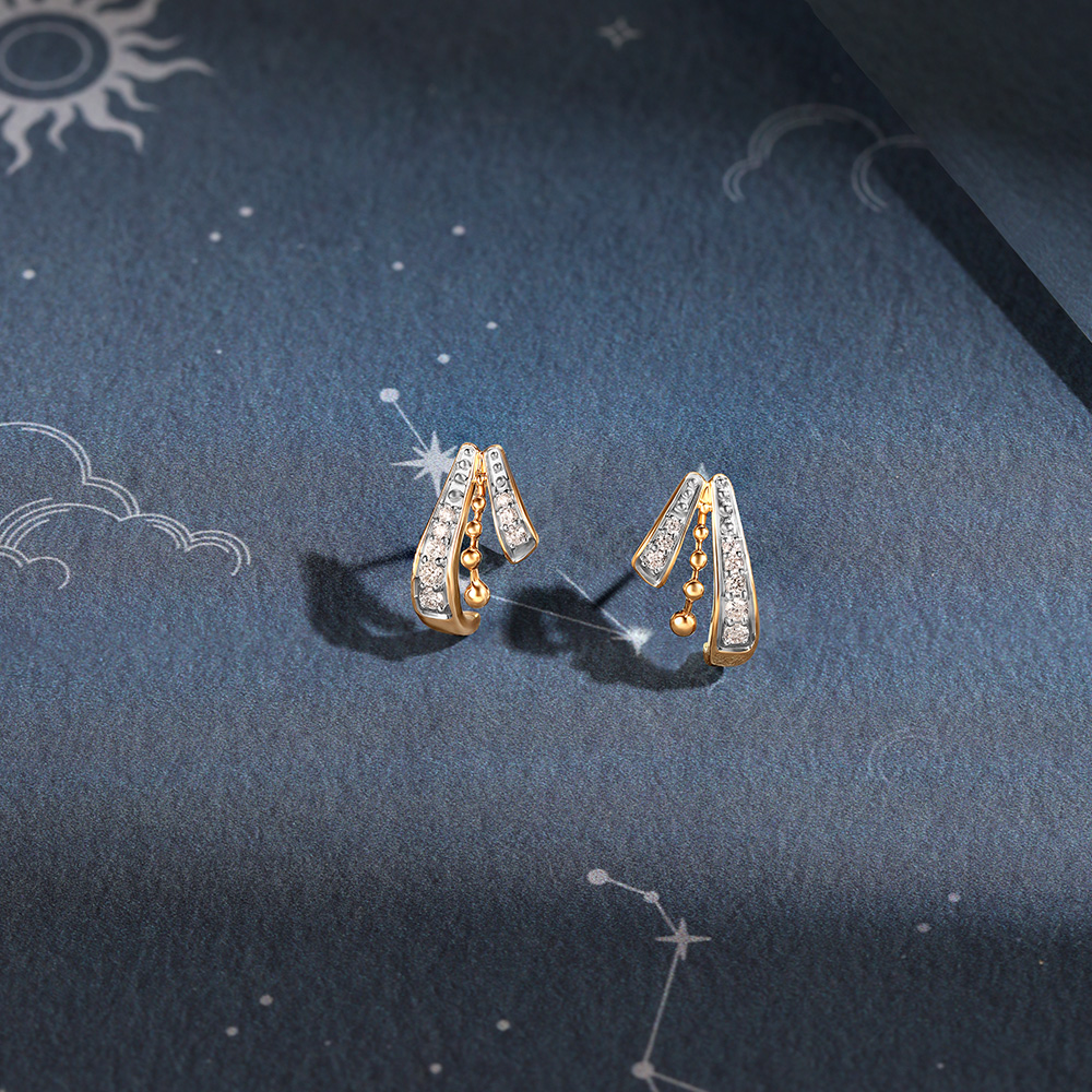 Golden Ray burst 14KT Diamond Stud Earrings