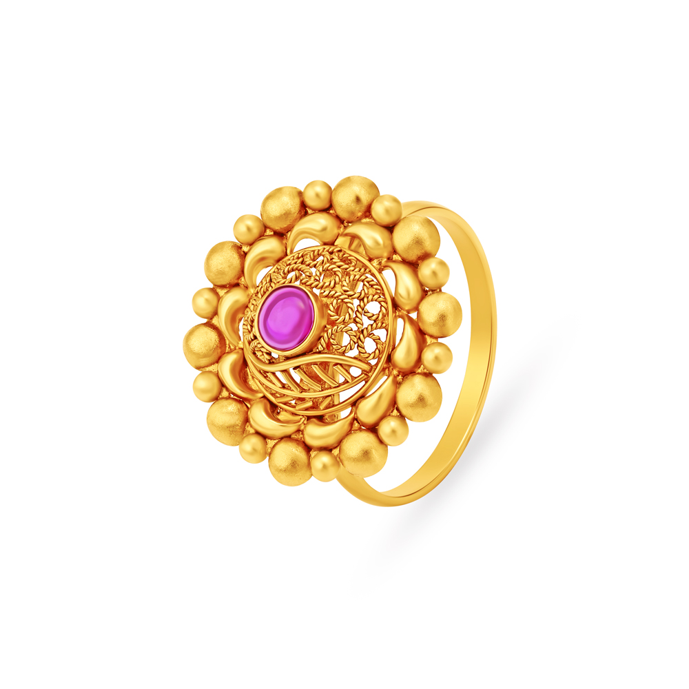 Elegant Floral Ring with Gemstone