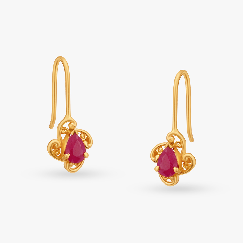 Fiery Red Hoop Earrings