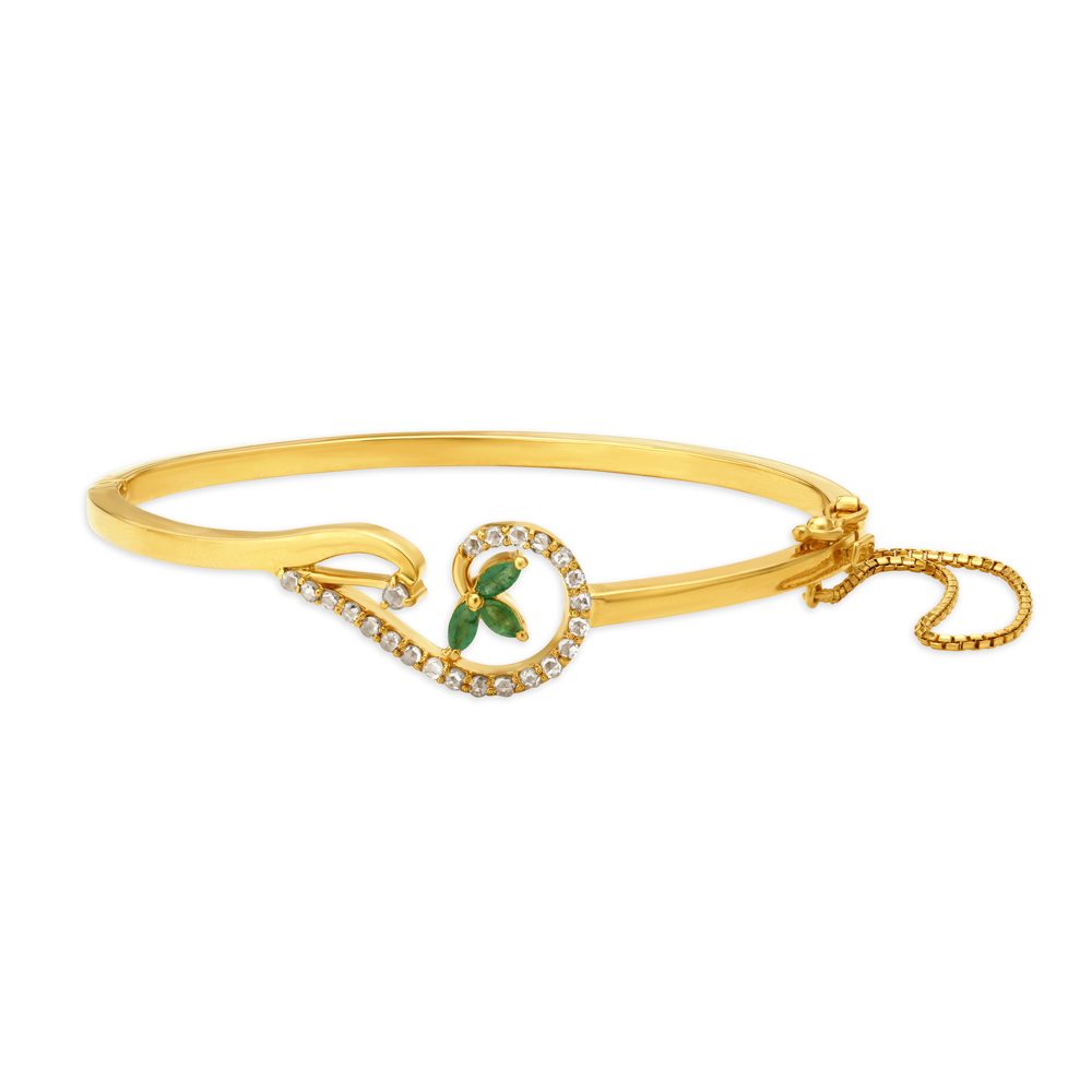 Subtle Floral Motif Fancy Gold Bangle