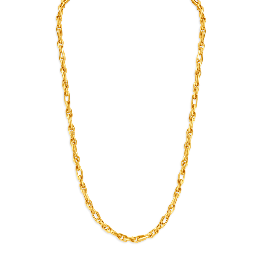 Contemporary Modern Collet Gold Chain for Men
