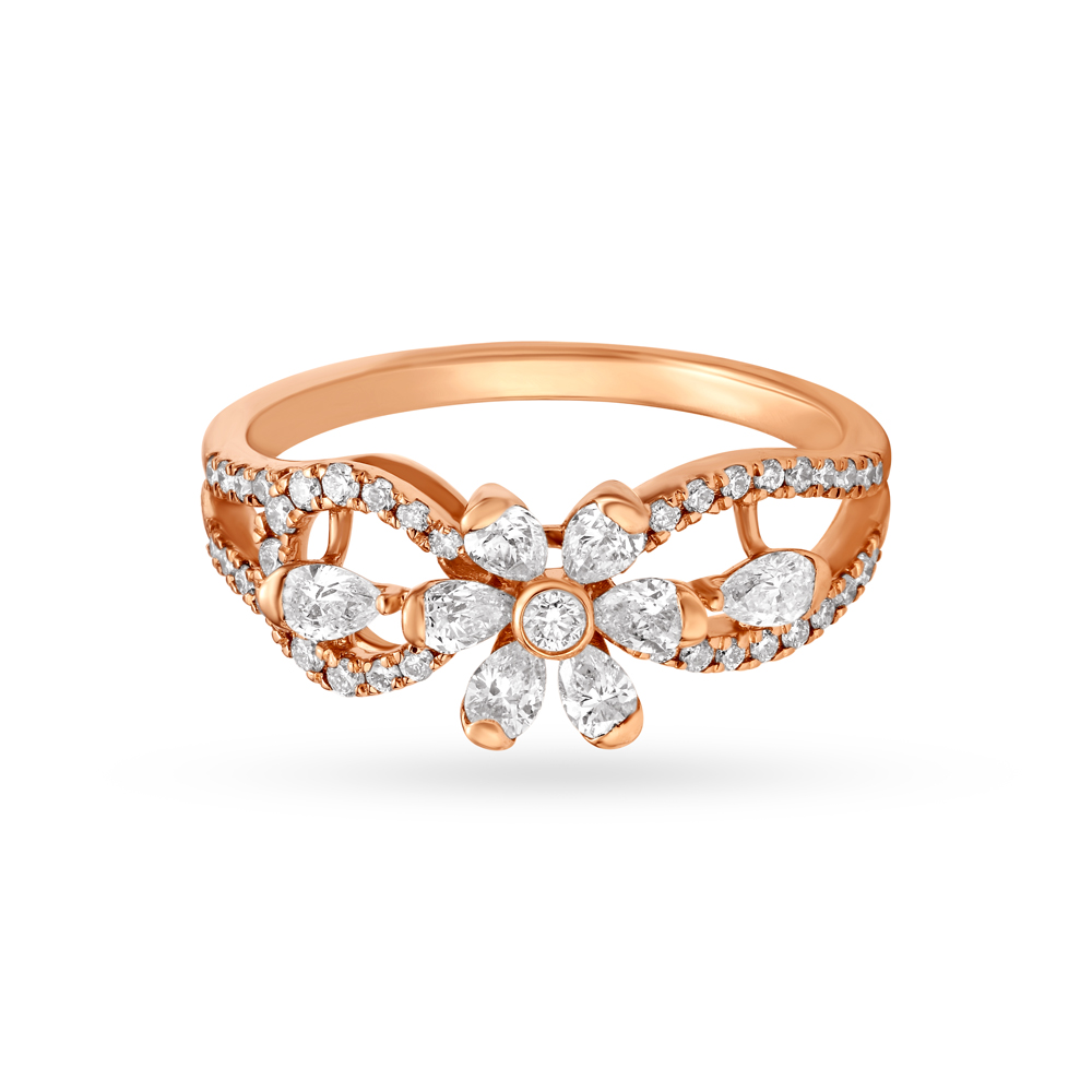 Multi Stone Floral Finger Ring