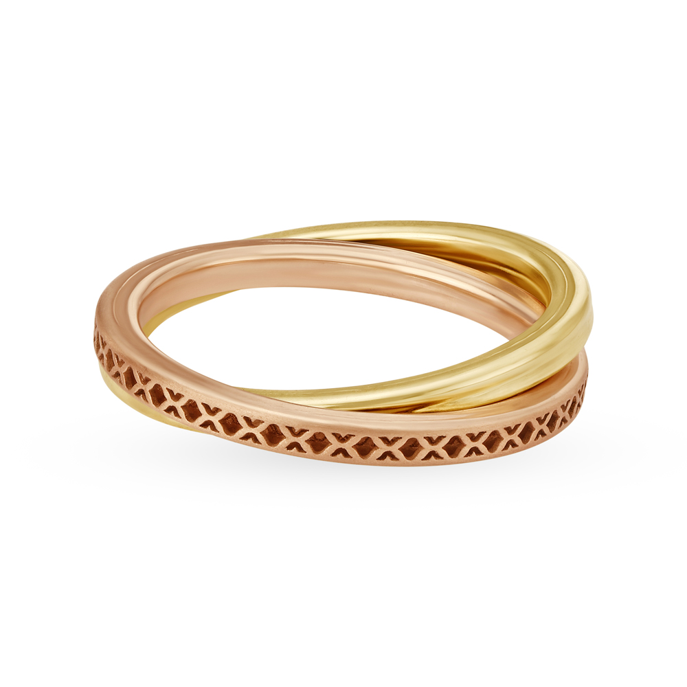 Modish 18 Karat Yellow And Rose Gold Interlock Ring