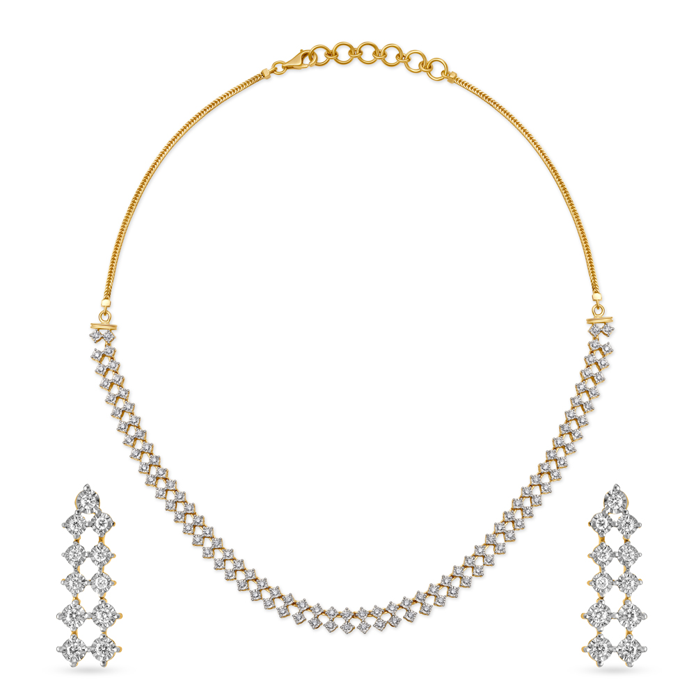 Timeless Diamond Necklace Set in Yellow and White Gold
