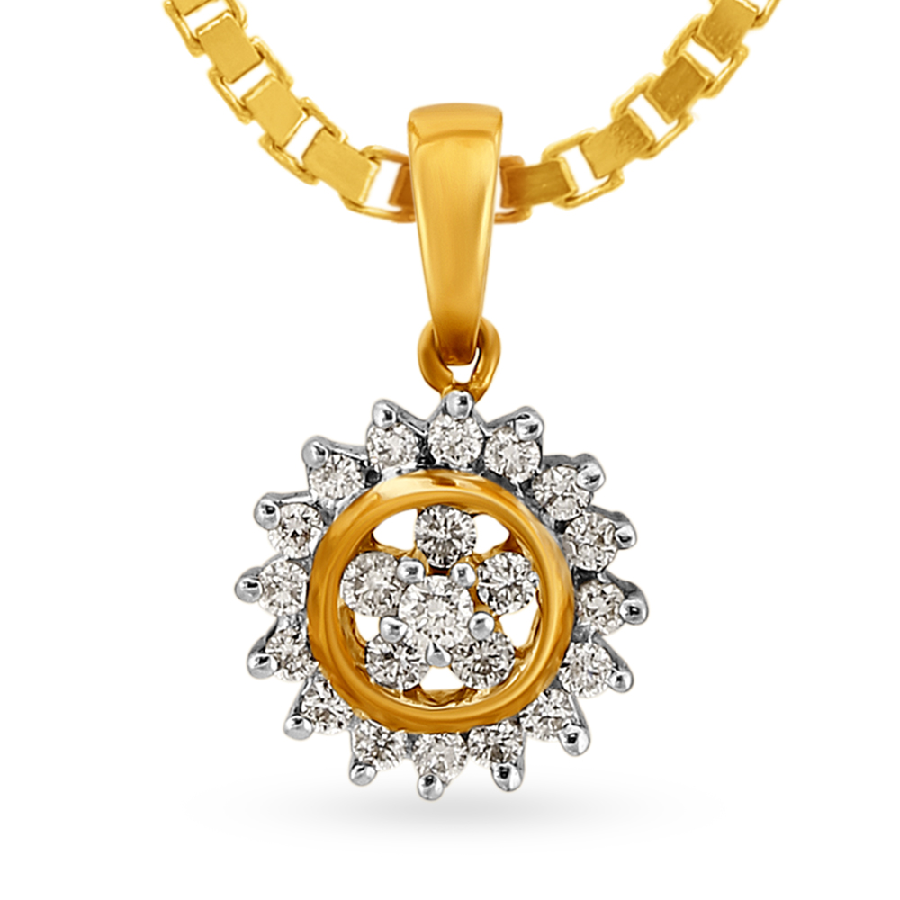 Delicate Floral Gold and Diamond Pendant
