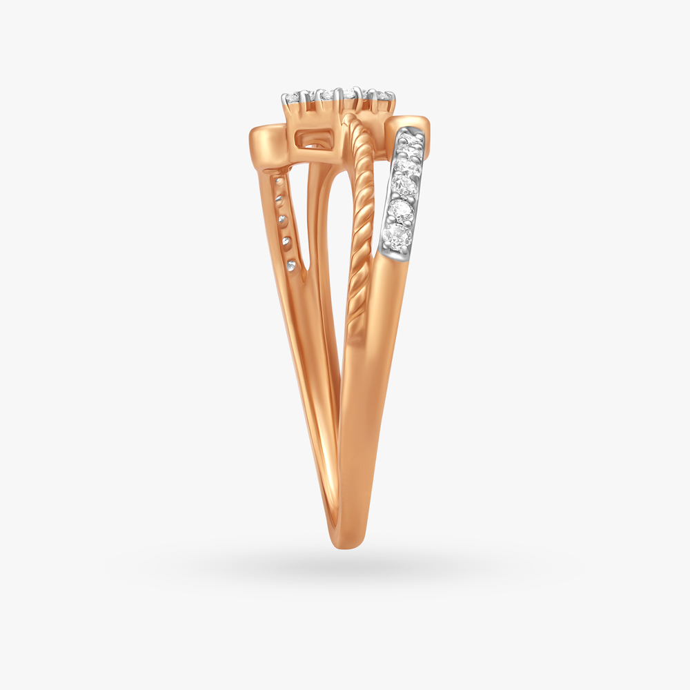 Modish Crossover Diamond Ring