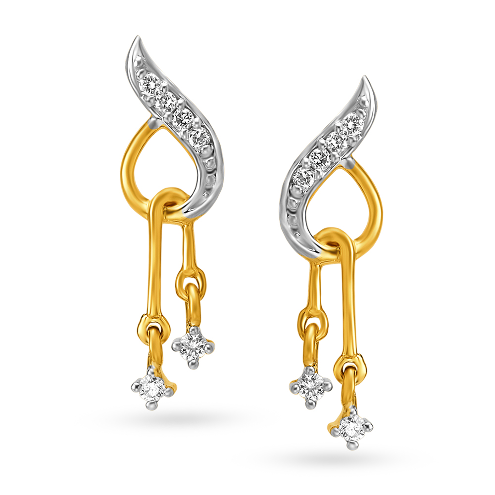Radiant Charming Gold and Diamond Drop Earrings
