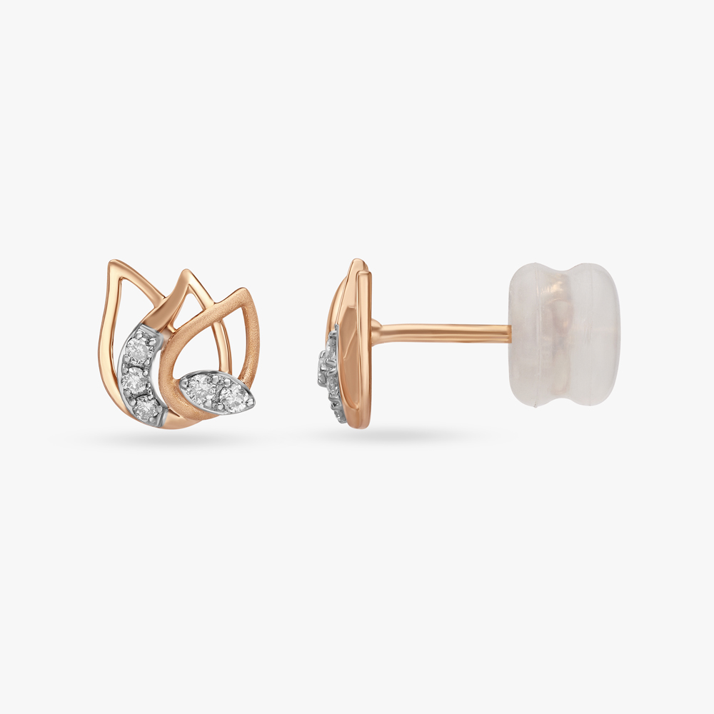 Lotus Radiance Rose Gold and Diamond Stud Earrings