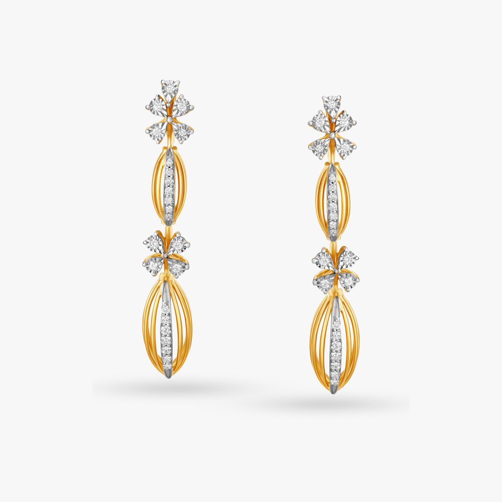 Nature Inspired Diamond Drop Earrings