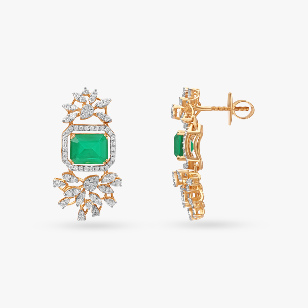 Gilded Emerald Symphony Diamond Necklace Set