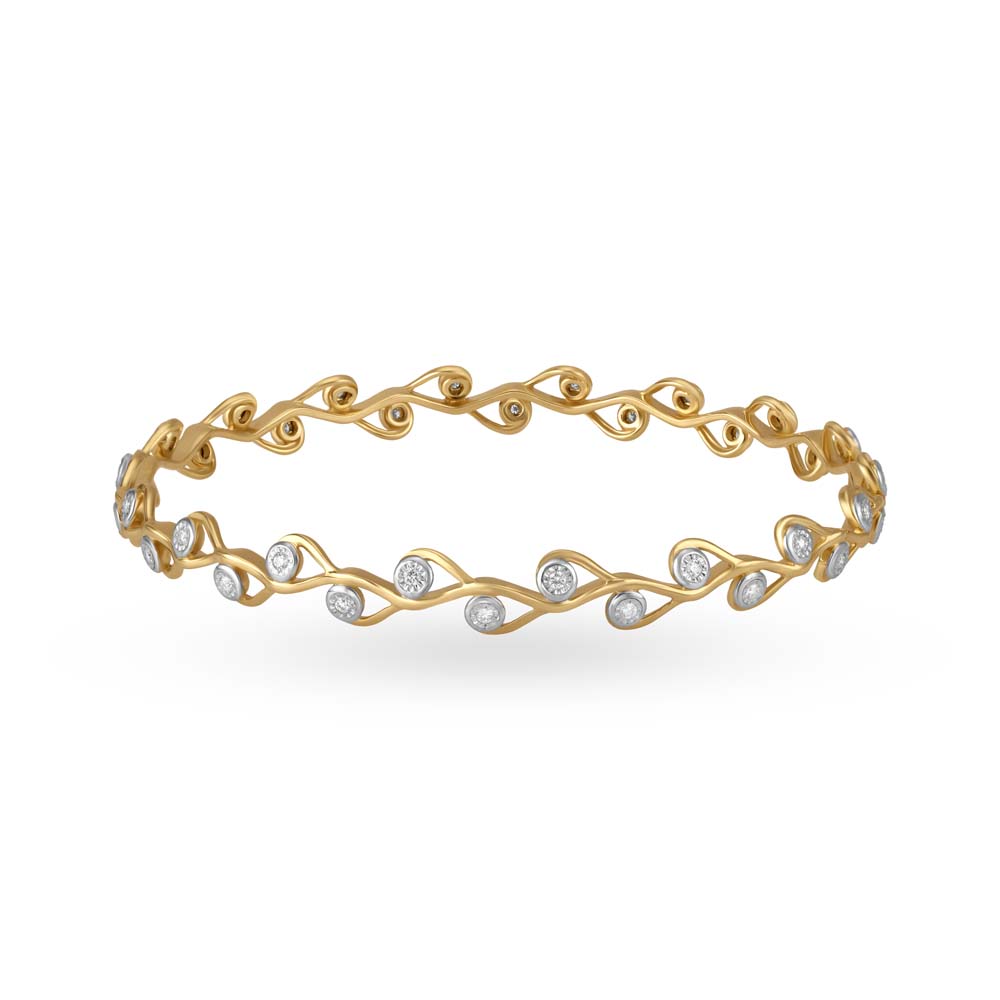 Slender Geometric Pattern Diamond Bangle