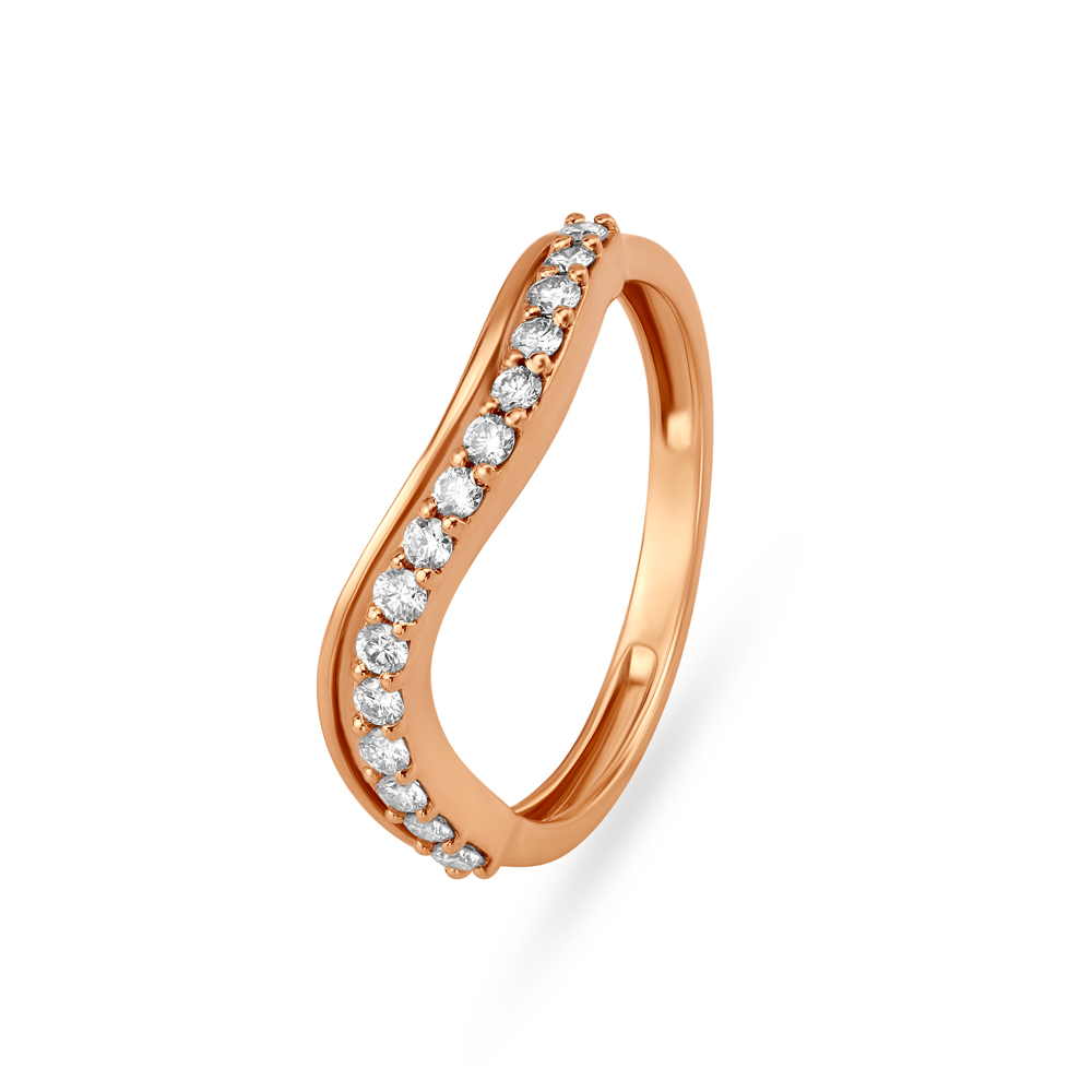 Sleek Wave Rose Gold Finger Band