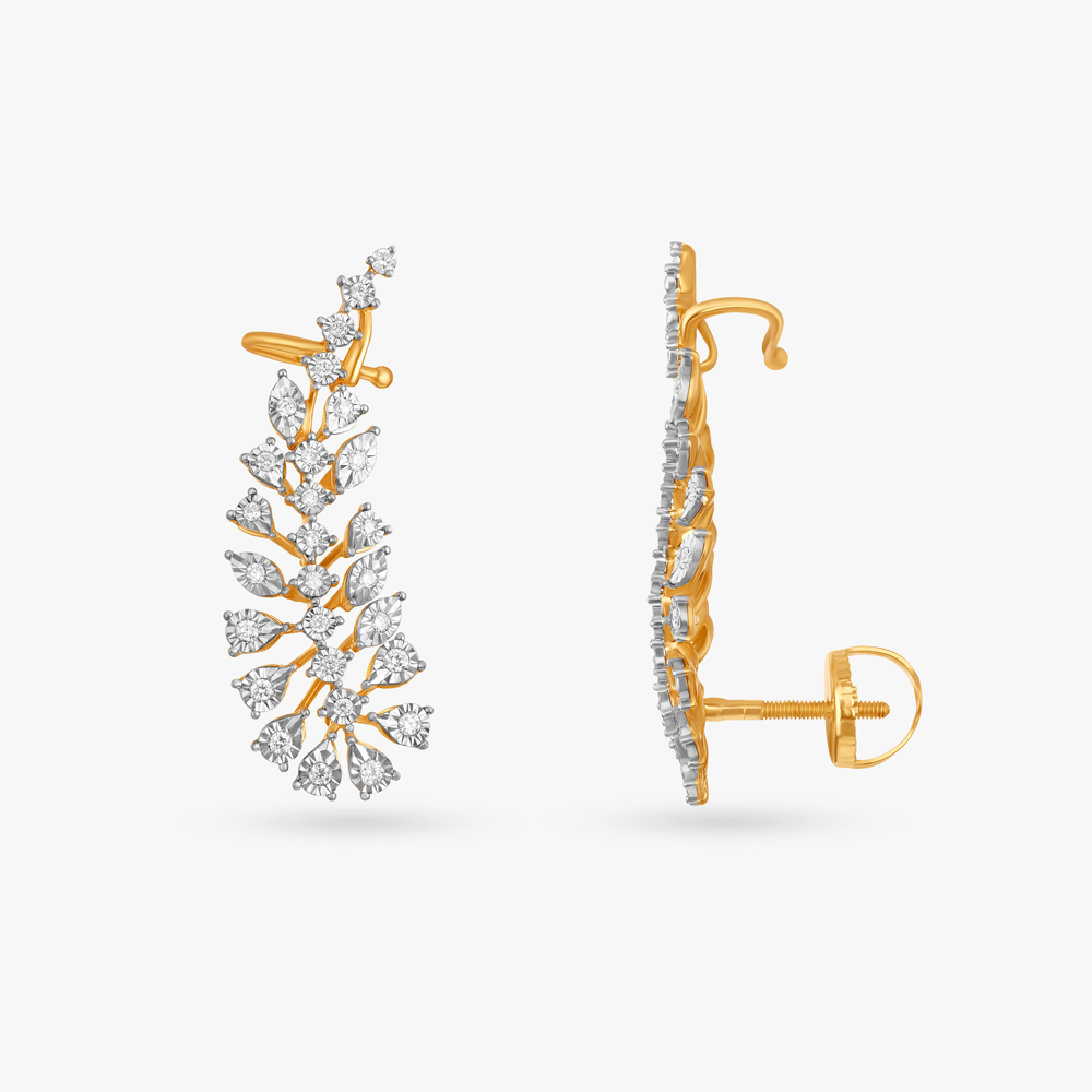 Leafy Diamond Stud Earrings