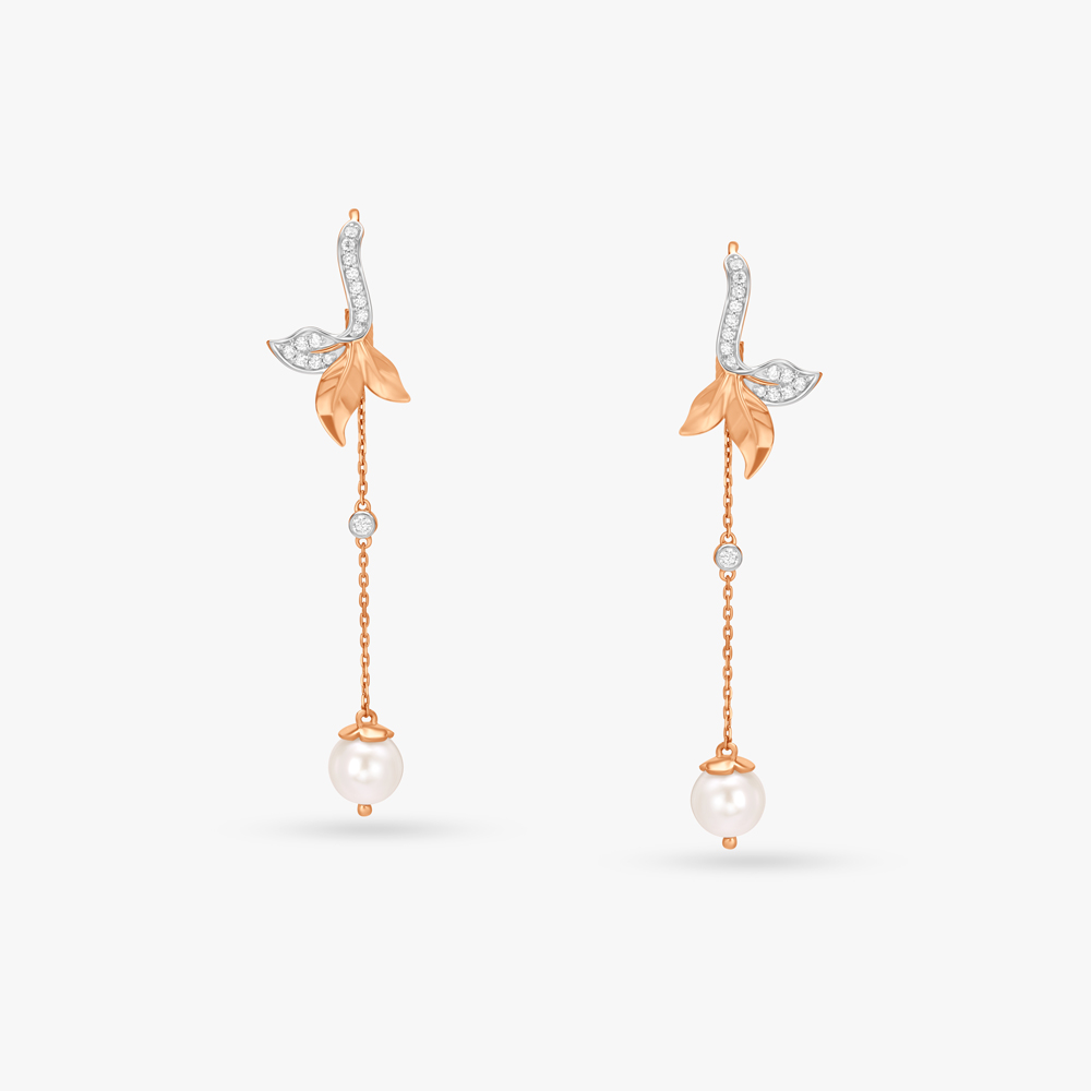 Ethereal Diamond and Pearl Drop Earrings