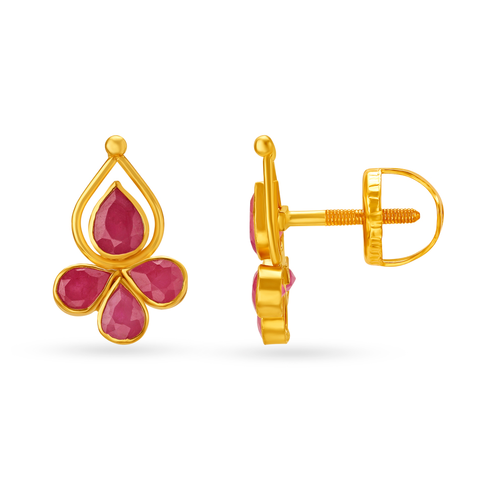Chic Ruby Stud Earrings