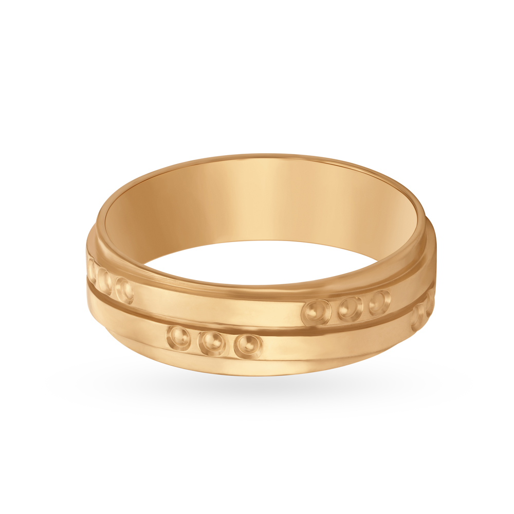 Striking Stacked Pattern Gold Ring for Men
