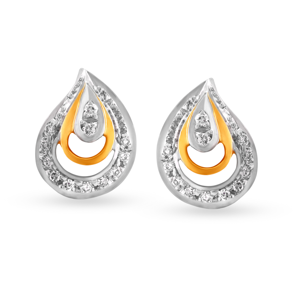 Mango Shaped Traditional Diamond Stud Earrings