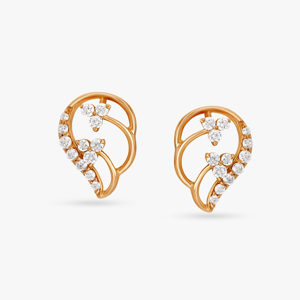 Leafy Trifecta Diamond Stud Earrings
