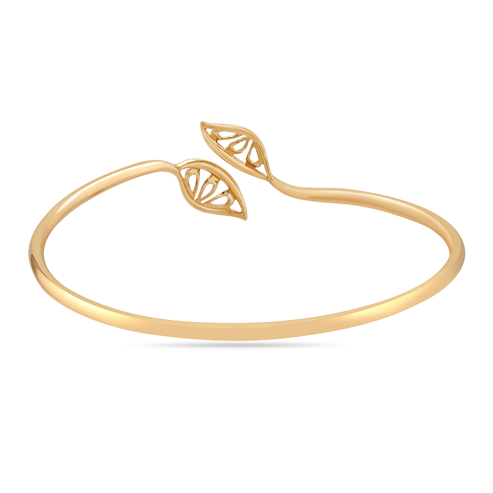 14 KT Yellow Gold Charming Leafy Diamond Bangle