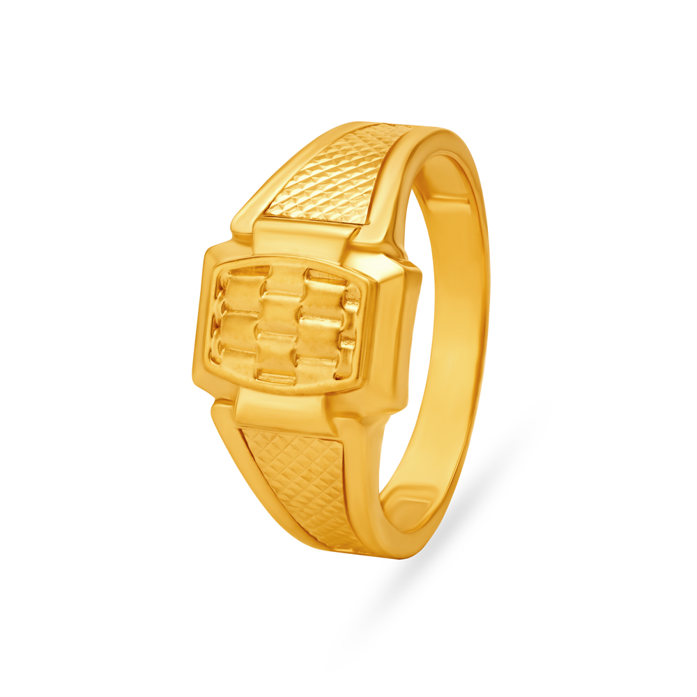 Engraved Gold Finger Ring For Men