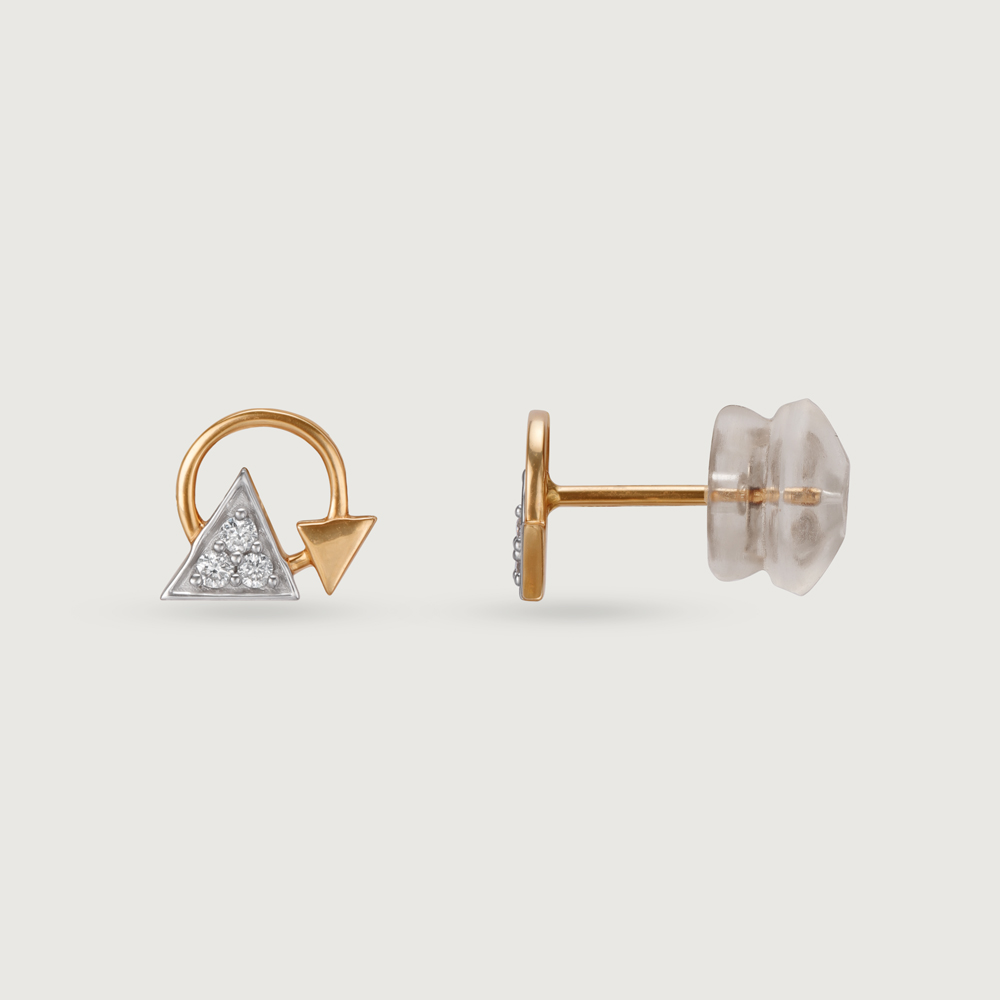 Dainty Triangles Diamond 14KT Yellow Gold Stud Earrings